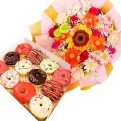 Mom’s Donut Decadence with Sunflower Bouquet - Online Gift Delivery ...
