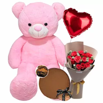Giant Pink Teddy Super Bundle - Online Gift Delivery - Philippines Online Flowers - Potico.ph ...