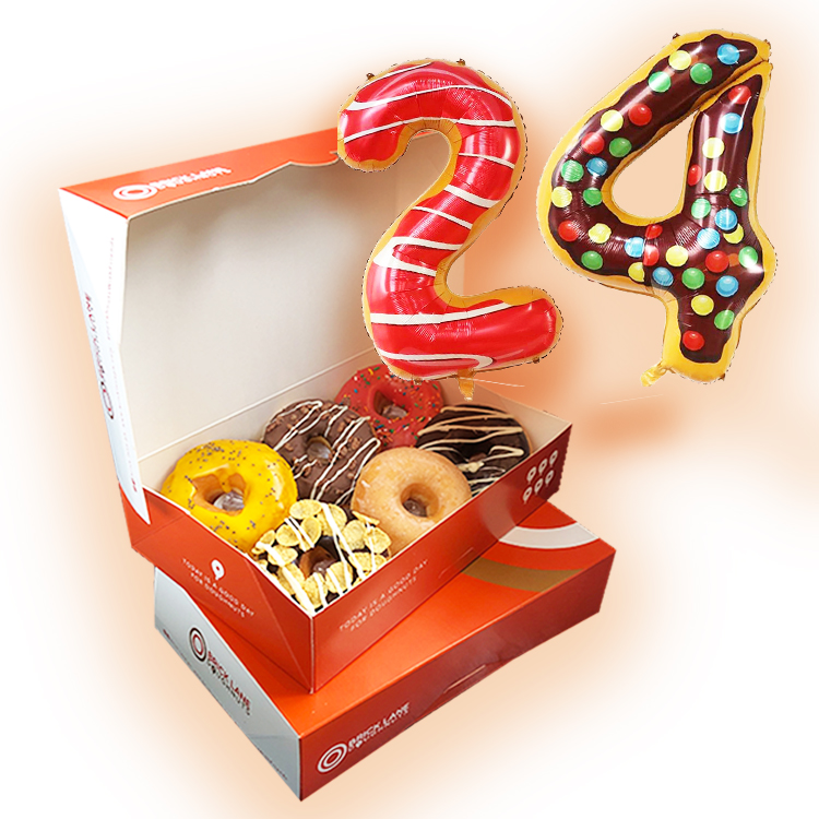 Delectable Assorted Doughnuts with Number Balloons - Online Gift ...