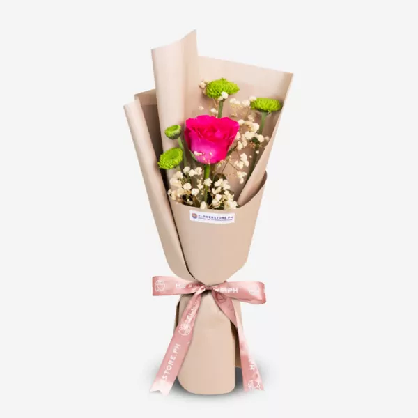 1 Pink Rose Bouquet - FlowerStore.ph | Same-Day Flower Delivery