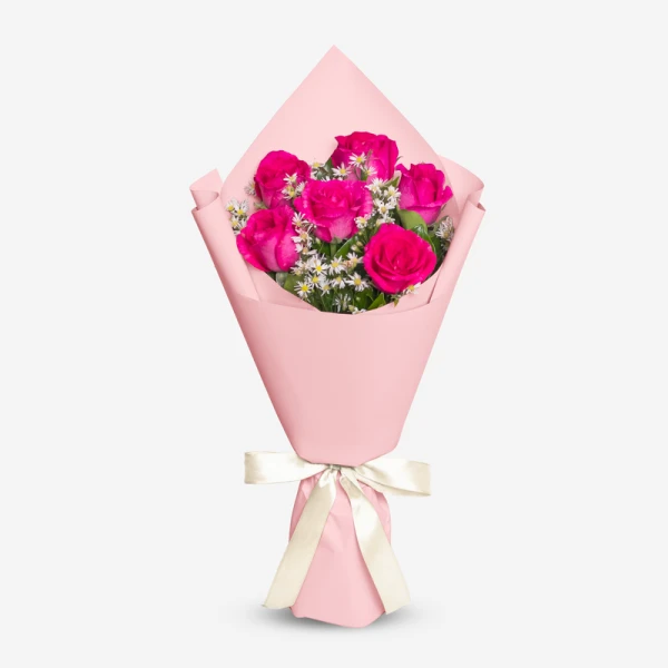 Pink Surprise - 6 Pink Roses - Potico.sg | Gifts for any Occasion