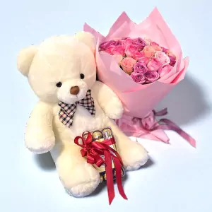 Romantic Pink Cuddle Bear Bundle - Potico.co.th | Same-Day Flower Delivery | Best Rated Online ...